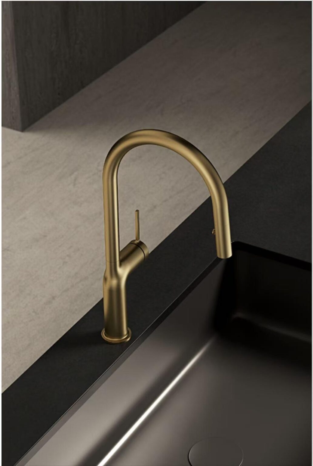 Luxury Golden Kitchen Faucet With Pull-Out Black Hose – Modern Light ...